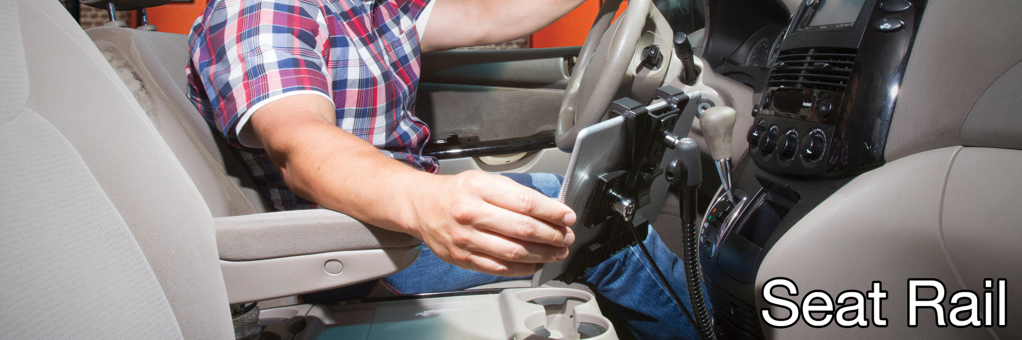 Secure and Flexible: Optimal Viewing with Our Seat Rail Tablet Mounts